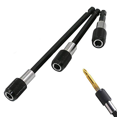 Eyech 3Pcs 1/4 Inch Hex Shank Magnetic Drill Bit Extension Quick Release Screwdriver Nut Drill Bit Holder Extension Kit Set for Impact Driver Bits -2/4/ 6 Inch Length