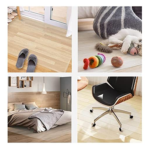 Clear PVC Desk Chair Mat Transparent Plastic Runner Rug, Office Chair Mat for Hard Wood Floors Clear Rectangle PVC Floor Mat Protector Thick 1mm,60/70/80/90/100cm wide,Non Slip Transparent Protector C