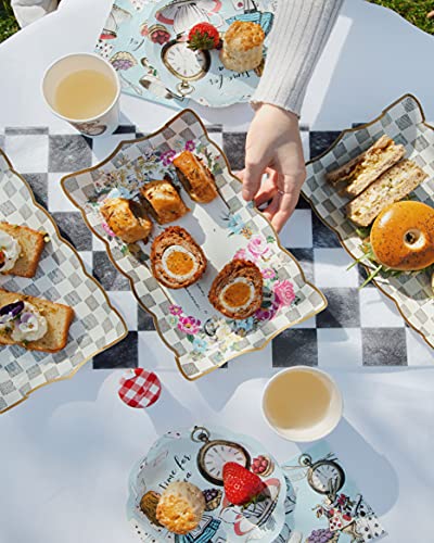 Talking Tables Truly Alice Food Serving Platter 12" x 7.5" a Tea Party Birthday, Multicolor