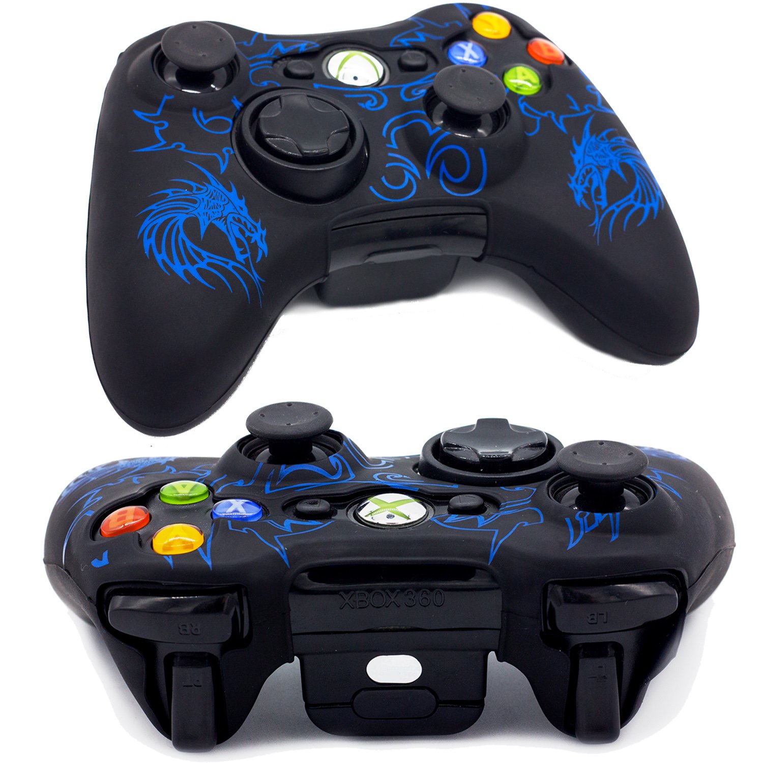 BRHE Cool Silicone Protector Cover Case Anti-Slip Soft Comfort for Xbox 360 Controller Skin (Blue)