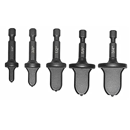 Eyech 5pc Swaging Tool Drill Bit Set, HVAC Repairing Set 1/4'' Hex Shank Air Conditioner Copper Tube Expander Flaring Drill Bit - 1/4'', 3/8'', 1/2'', 5/8'', 3/4''