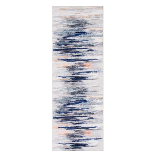 Lahome Abstract Kitchen Runner, 2X6 Soft Washable Runner Rug for Entryway Indoor Stain Resistant Laundry Room Runner, Modern Hallway Runner Rug Non-Slip Carpet Runner for Bedroom(2x6ft,Blue/Multi)