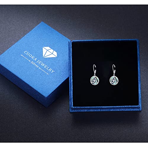 Celtic Knot Abalone Earrings 925 Sterling Silver Abalone Leverback Earrings Celtic Knot Dangle Earrings Jewelry Gifts for Women