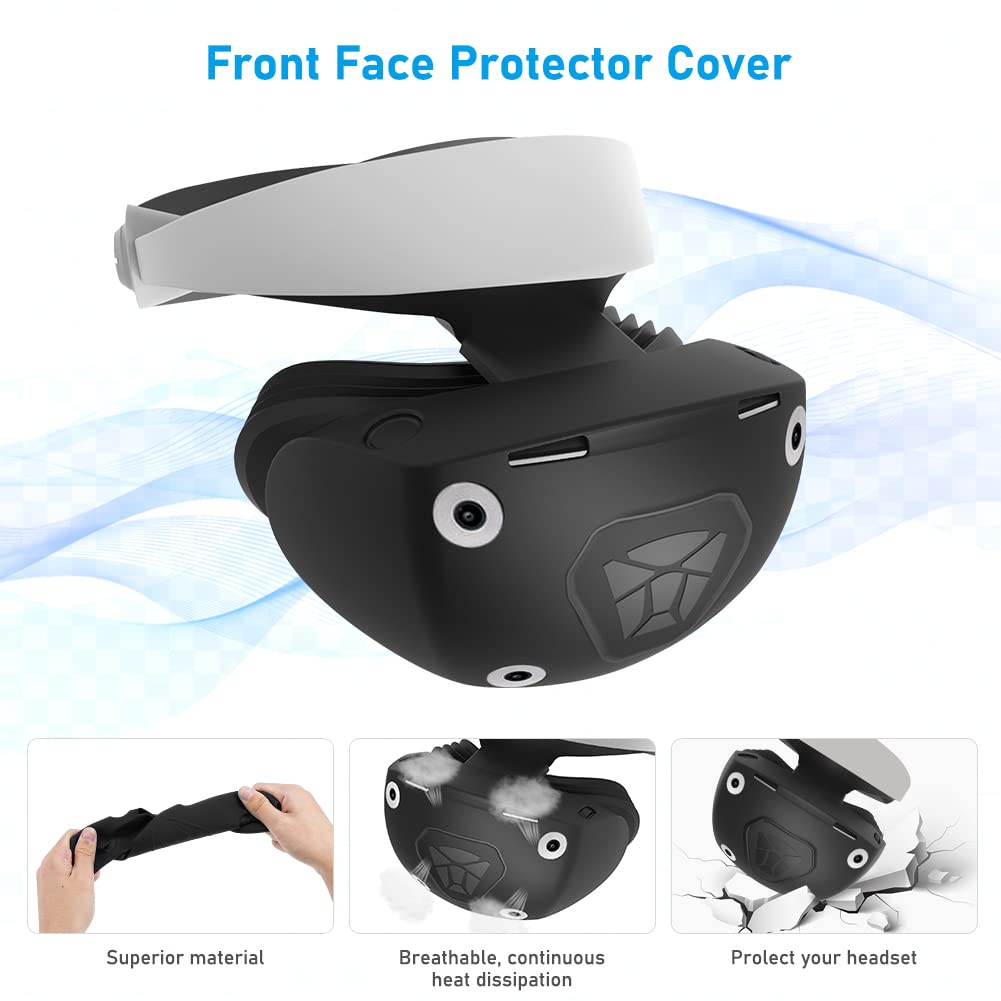 CestMall for VR Cover PlayStation VR2 Accessories with VR Silicone Face Cover and VR Shell Protective Cover Compatible for PSVR2