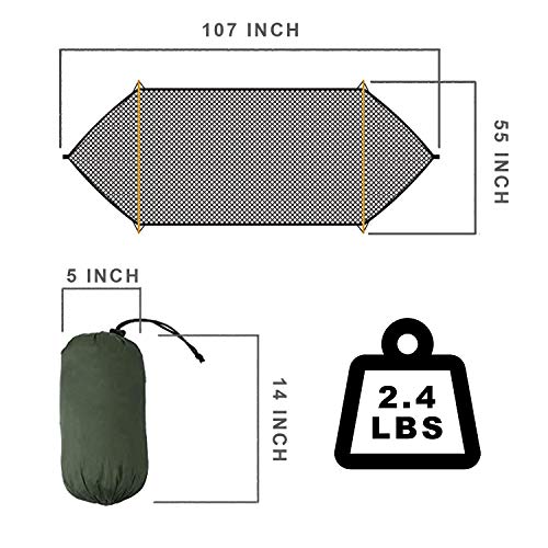 Camping Tree Hammock with Mosquito and Bug Netting - Parachute Lightweight Nylon - Portable Ultralight - for Indoor, Outdoor, Hiking, Camping, Backpacking, Travel, Backyard, Beach