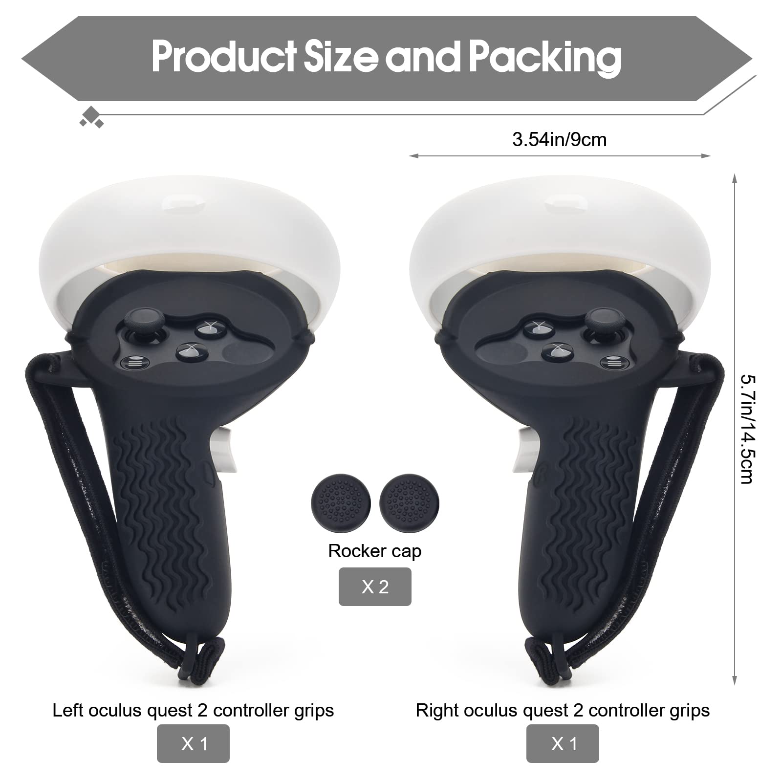 Controller Grips Cover for Oculus/Meta Quest 2, Catcan Silicone Anti-Throw Grips Cover with Adjustable Knuckle Straps and Silicone Face Pad for Oculus Quest 2 Accessories