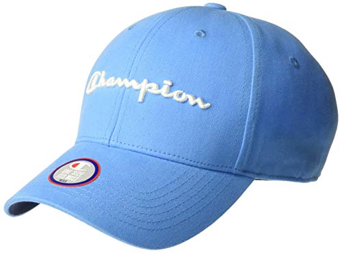 CHAMPION Hat, Classic Cotton Twill, Baseball, Adjustable Leather Strap Cap for Men, Active Blue, One Size