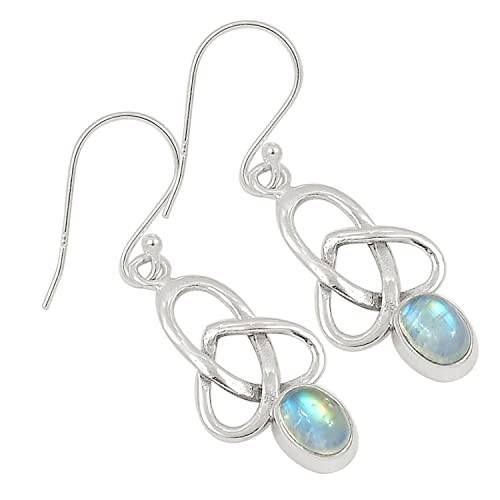 Celtic - Natural Moonstone - India 925 Silver Earring Jewelry ALLE-11056