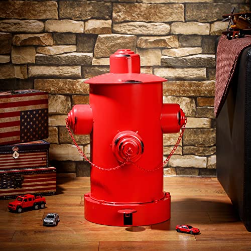 Hoolerry Fire Hydrant Trash Can Retro Creative Garbage Can with Inner Bucket Large Capacity Wrought Iron Pedal Trash Can Indoor Outdoor Waste Bins for Park Garden Kitchen Garbage (Red, Medium)