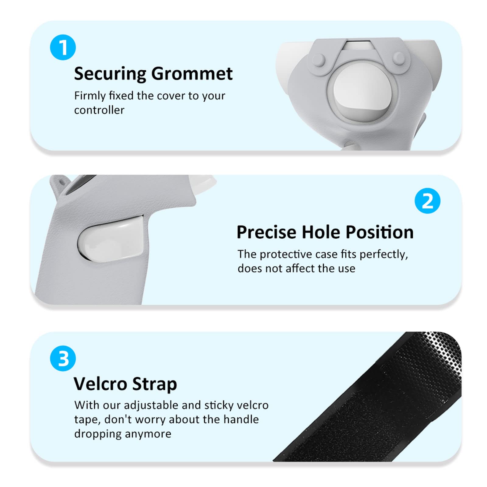 Controller Grips Cover for Oculus Quest 2, Extended Controller Hand Strap with Adjustable Knuckle Handles for Boxing and Beat Saber, Controller Protector for Meta/Oculus Quest 2 Accessories (Gray)