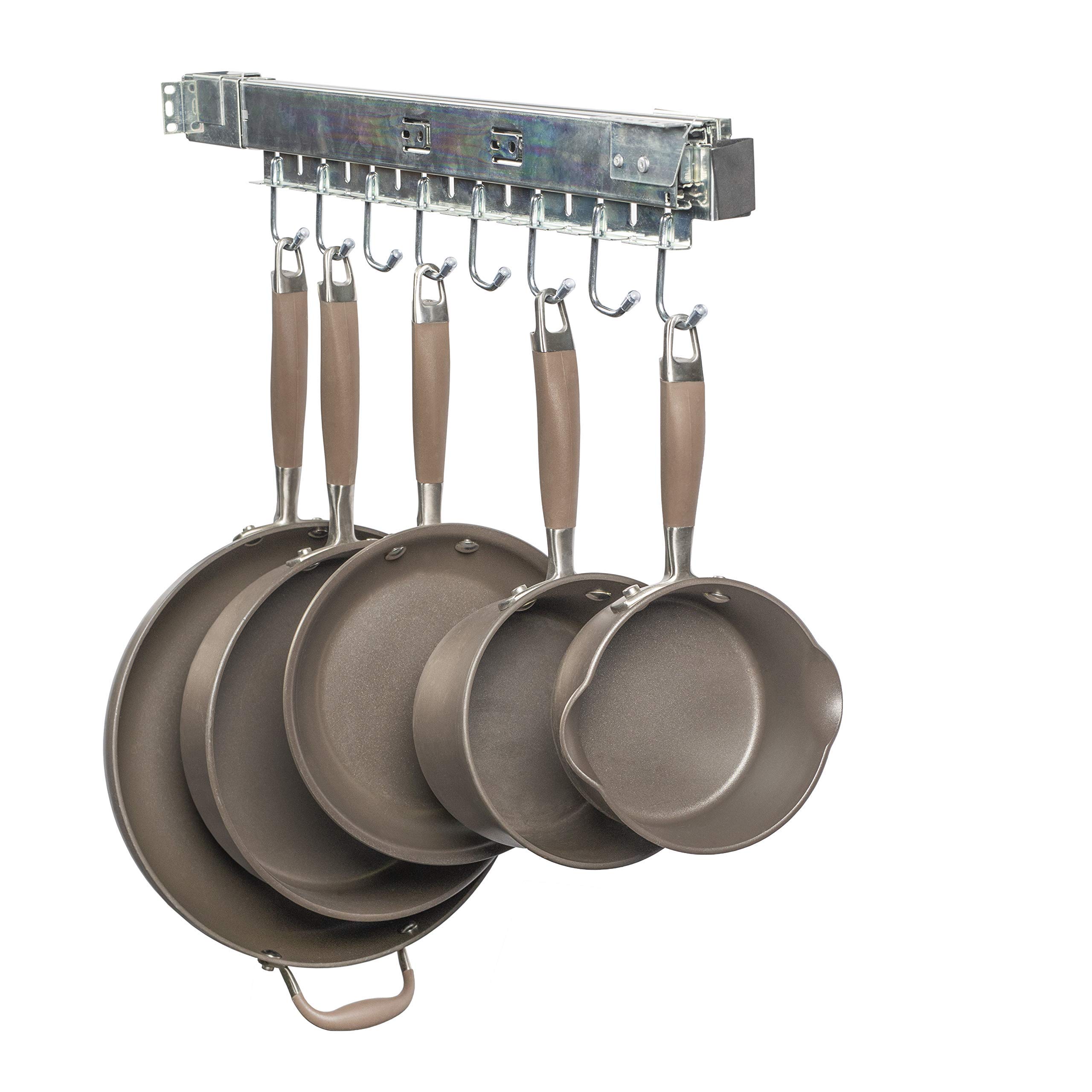 Dr. Organizer Pull Out Cabinet Pot & Pan Organizer, Holds A Complete Set Including Lids, USA Patented, Solid Steel with Soft Close Slide