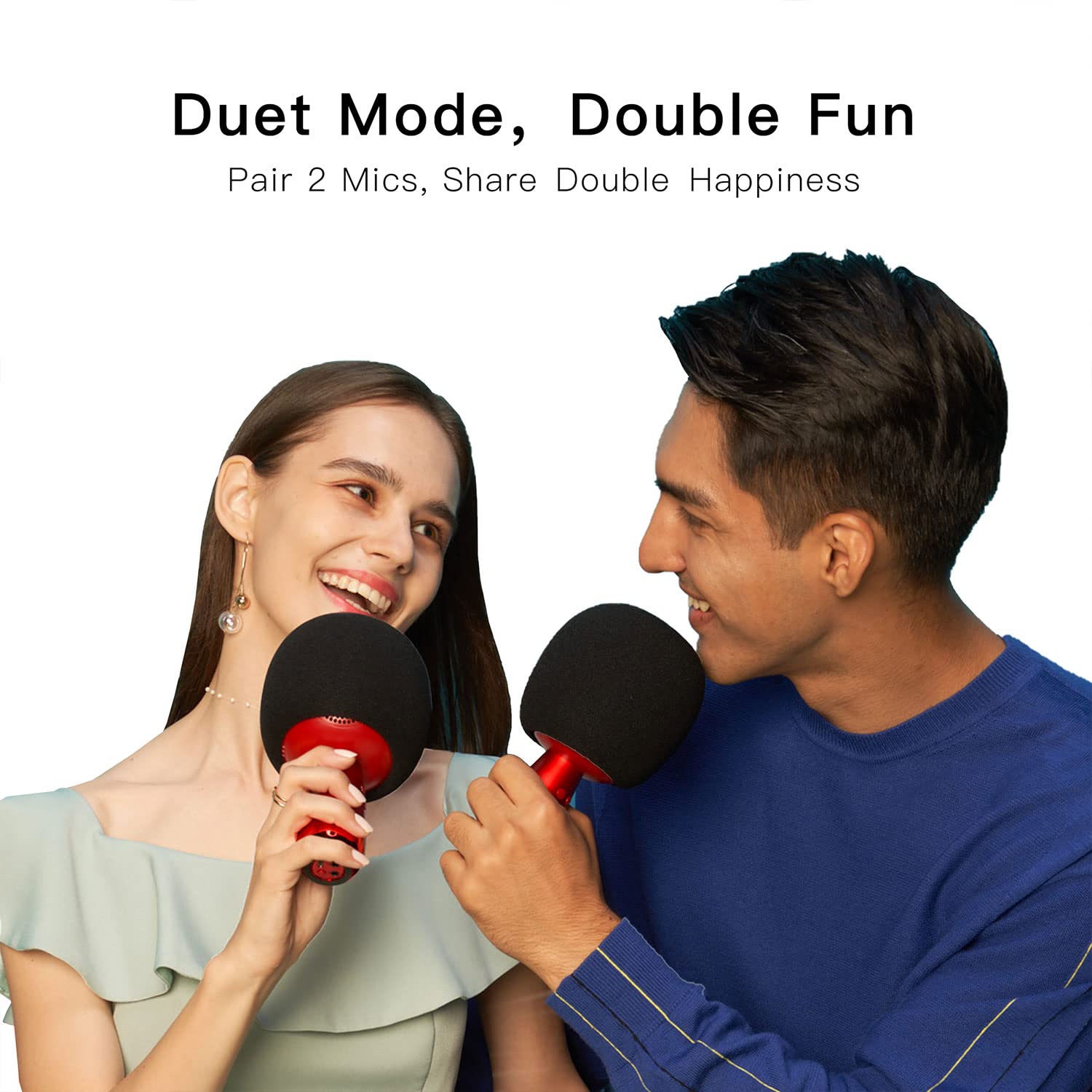 CALF Karaoke Speaker Microphone Wireless Bluetooth TWS Microphones&Speaker 2 in1 Portable Mini Adults Handheld Mic Singing Home KTV Party Indoor Electronic Gifts for All iOS Android PC G2 Red(Black)