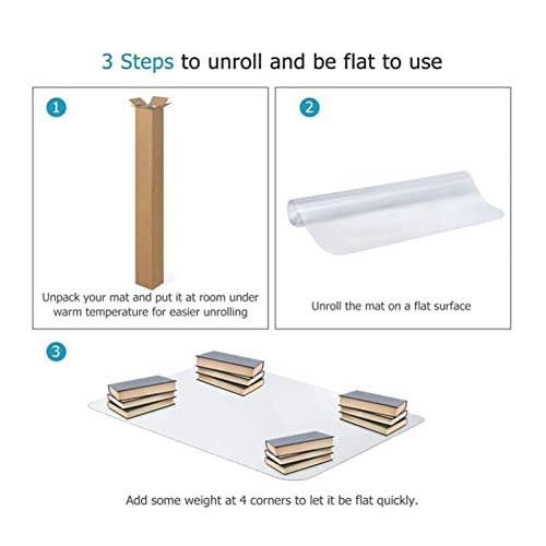 Clear PVC Desk Chair Mat Chair Mat for Hard Wood Floors Clear Rectangle PVC Floor Mat Protector with Lip,1.5mm Thick,80/100/120cm wide, Anti-Oxidation, Can be Cut,Clear Vinyl Plastic Floor Runner Prot