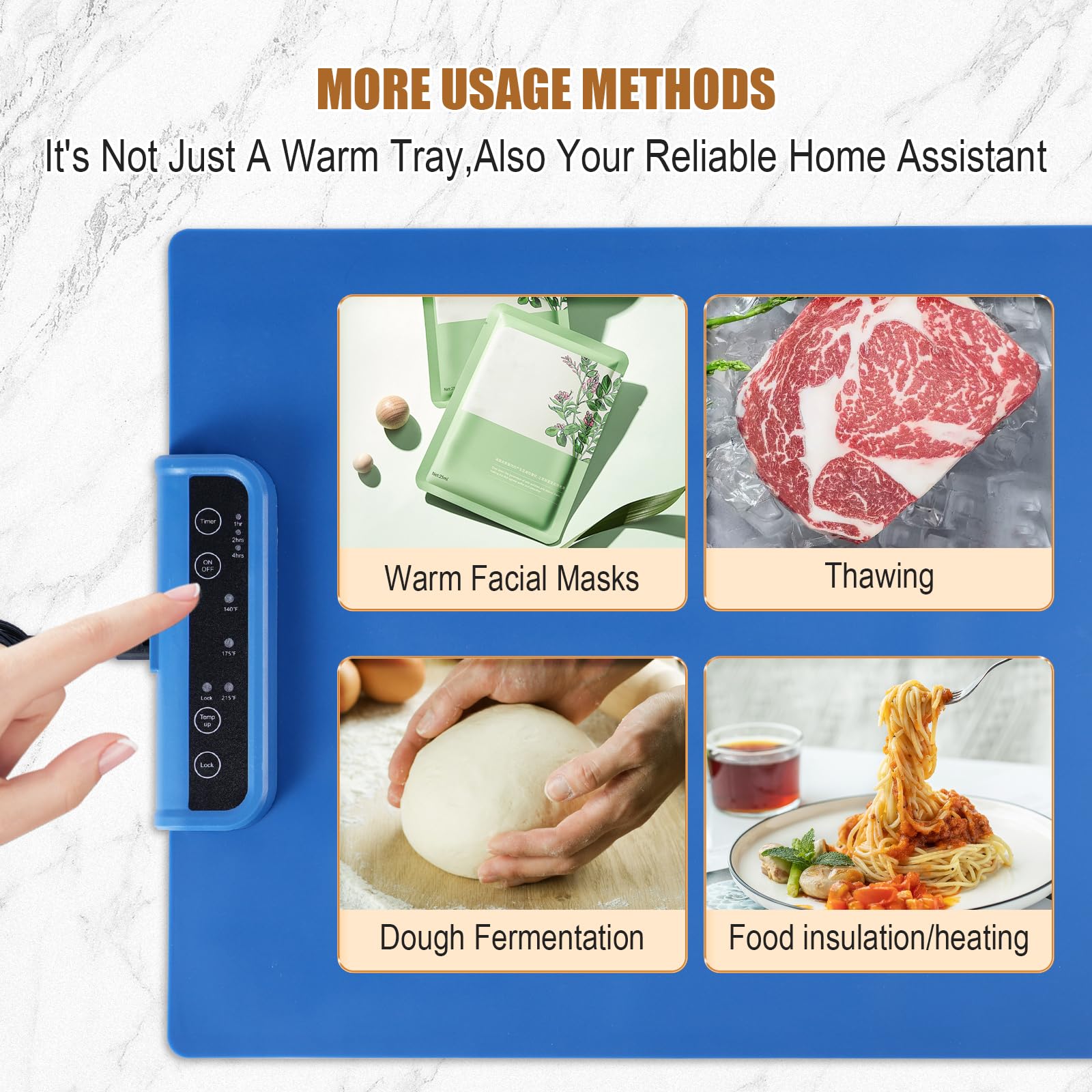 Electric Warming Tray 2024 New,Portable Silicone Food Warmer Heater Mat,Travel Roll Up Fast Heating Pad,Foldable Keep Plates Fast Warm for Buffets Party,Large Surface Area with Adjustable Temperature