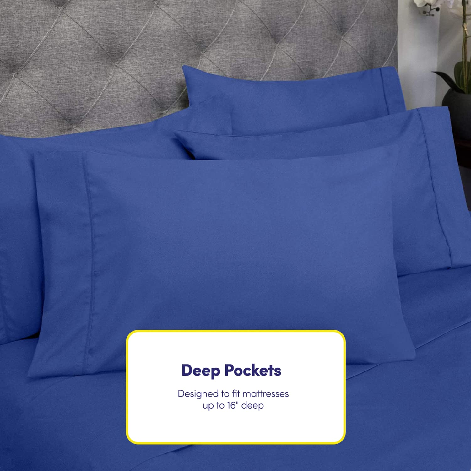 Sweet Home Collection 6Piece 1500 Threadcount Egyptian Quality Deep Pocket Bed Sheet Set - 2 Extra Pillow Cases, Great Value - Queen, Royal Blue