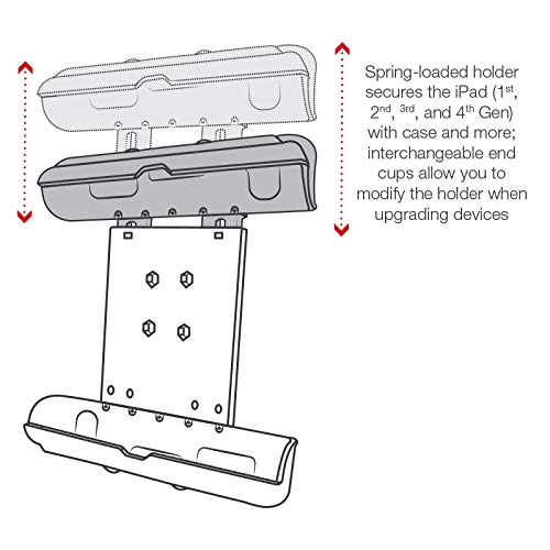 RAM Mounts RAM-HOL-TAB17U Tab-Tite Tablet Holder for Apple iPad Gen 1-4 with Case + More Compatible with RAM B 1" and C 1.5" Size Round Ball Bases