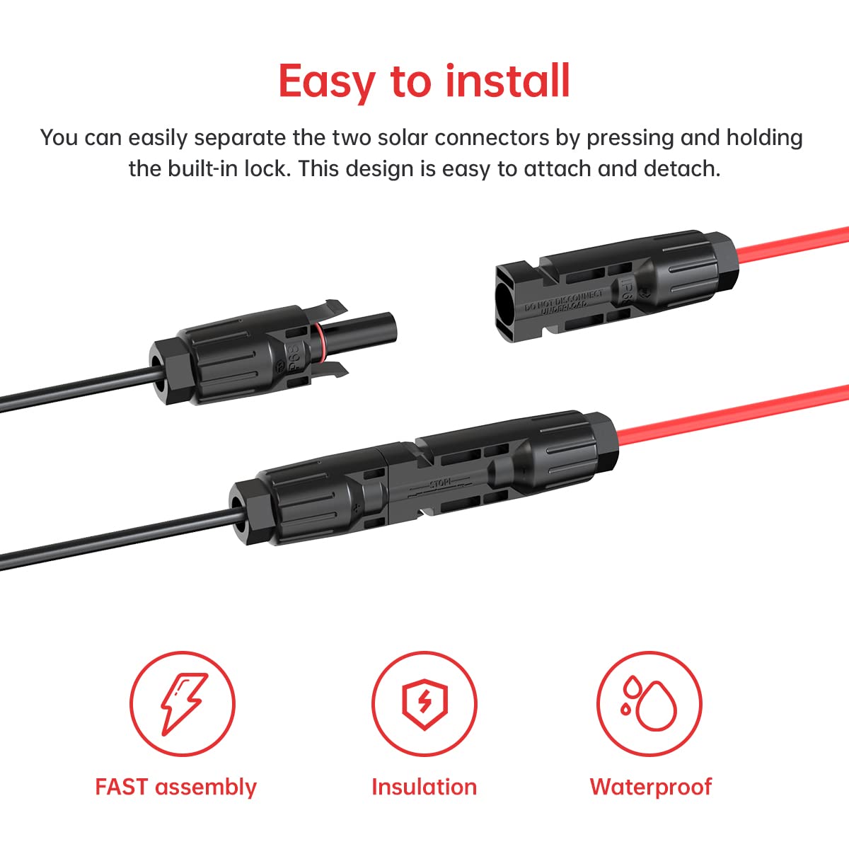 ELFCULB 10AWG 2FT XT60 Solar Cable 2 10 25 35 50 75 100FT XT60 Extension Cable Solar Panel Connector to XT60 Connector for Portable Power Station (2FT)