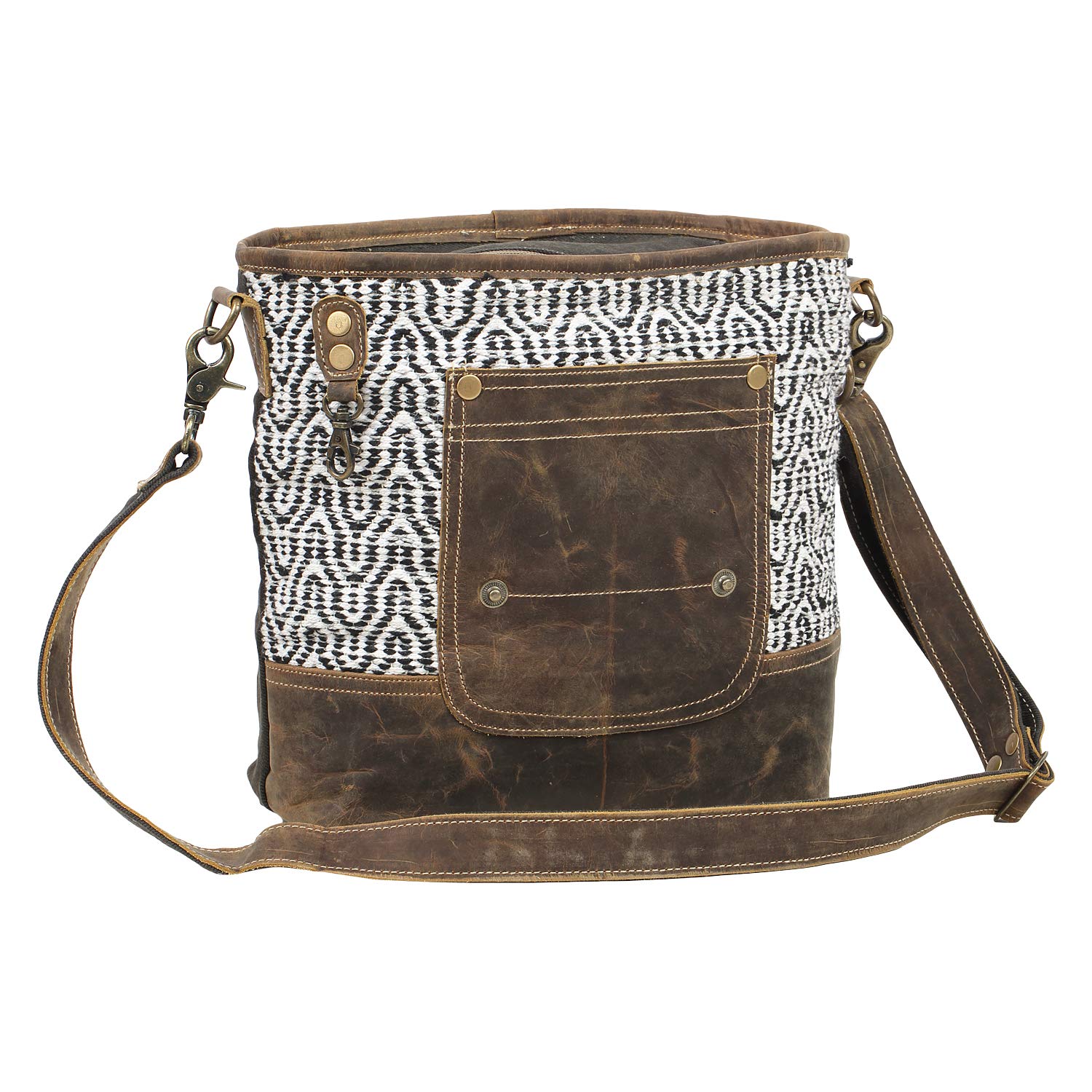 Myra Bag Burnt Sienna Upcycled Canvas Cotton & Leather Shoulder Bag S-1543