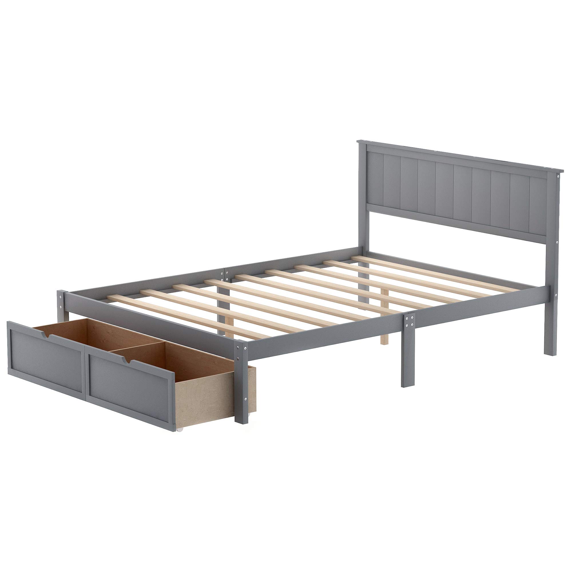 Harper & Bright Designs Kids Full Bed Frame with LED Lights & House-Shaped Headboard, Wood Full Size Platform Bed for Kids Teens, No Box Spring Needed (Walnut+Milk White)