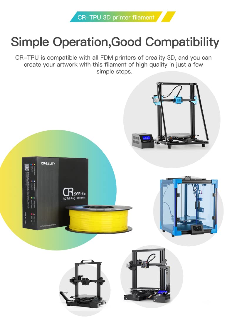 Creality TPU Filament 1.75, 95A TPU Flexible Filament, Higher Hardness & Resilience, Soft Adhesive Material, Elastic, 1kg(2.2lbs) 3D Printing Filament for 3D Printer (Blue)