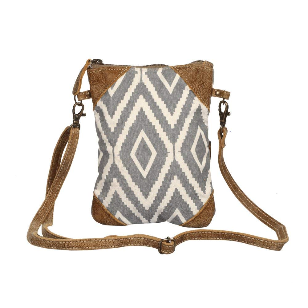 Myra Bag Gladden Upcycled Canvas Crossbody Bag S-1357, Brown, One Size