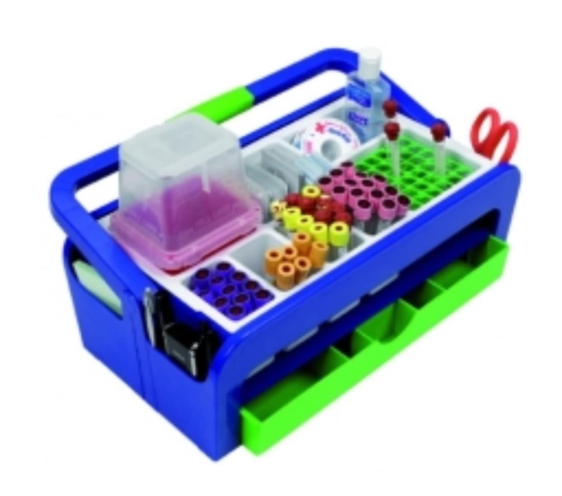 Heathrow Scientific HS2200B Blood Collection Tray with Drawer and Folding Handle, Lightweight, Disposable Inserts Included