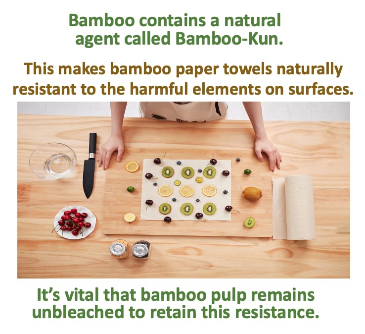 Purafide Premium-Quality, All-Natural Bamboo Paper Towels, Tree-Free, Chemical-Free, Extra Durable, Super Absorbent, Select-a-Size 2-Ply, 90 Sheets Per Roll. (PT 6 Rolls)