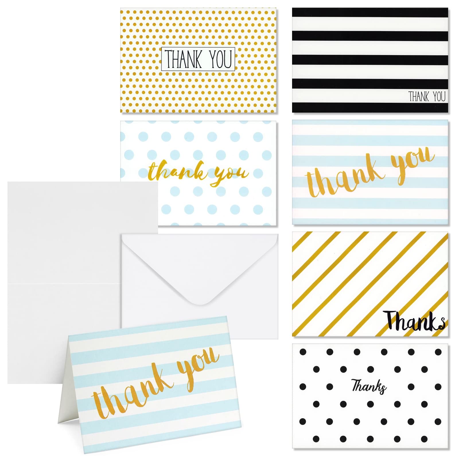 Juvale 144-Pack Bulk Thank You Cards Set with Envelopes, Blank Inside for Birthday Party, Baby Shower, Wedding, Employee Appreciation, All Occasions, 6 Assorted Designs (4x6 in)