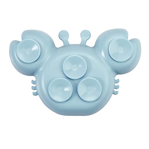 PandaEar 2 Pack Silicone Suction Plate for Baby, Divided Unbreakable Toddler Food Plate with 2 Pack Spoons for Self Feeding, Toddler Utensils Feeding Set Baby Eating Supplies, Crab Shape, Blue&Green