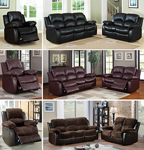 Homelegance Resonance 83" Bonded Leather Double Reclining Sofa, Black