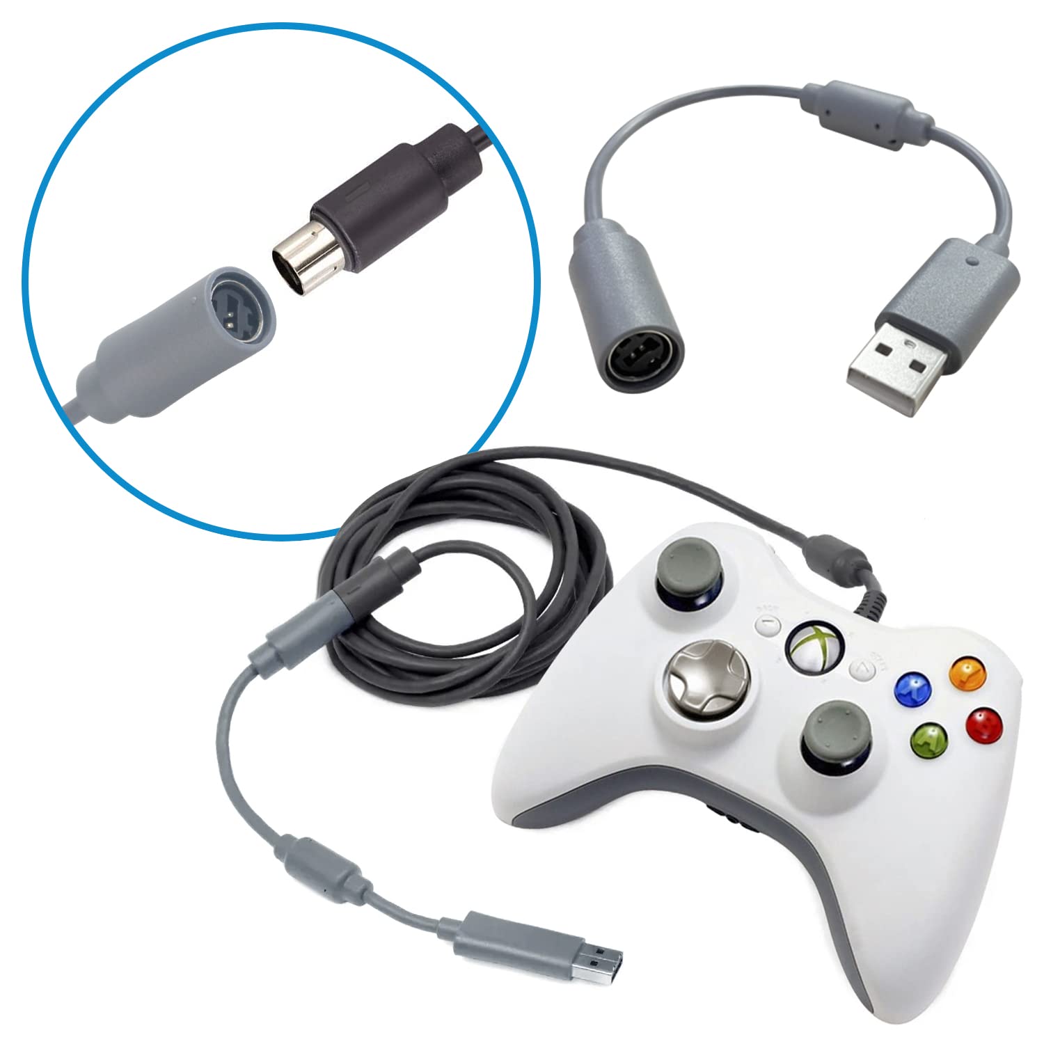 OSTENT USB Breakaway Extension Cable Adapter for Microsoft Xbox 360 Wired Controller