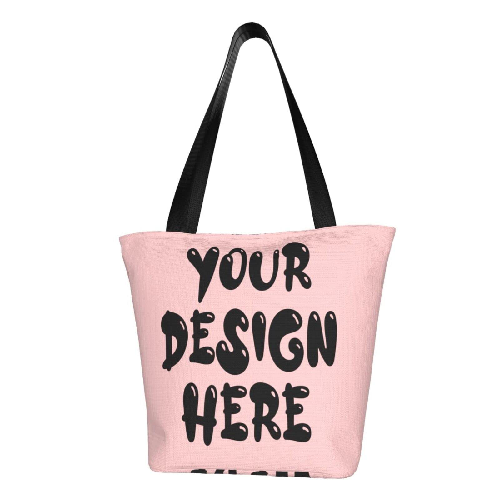 Custom tote bag Add Your Design Here Custom Tote Bag durable Great Gift Add Your Name Your Text Custom Tote Bag Pink One Size