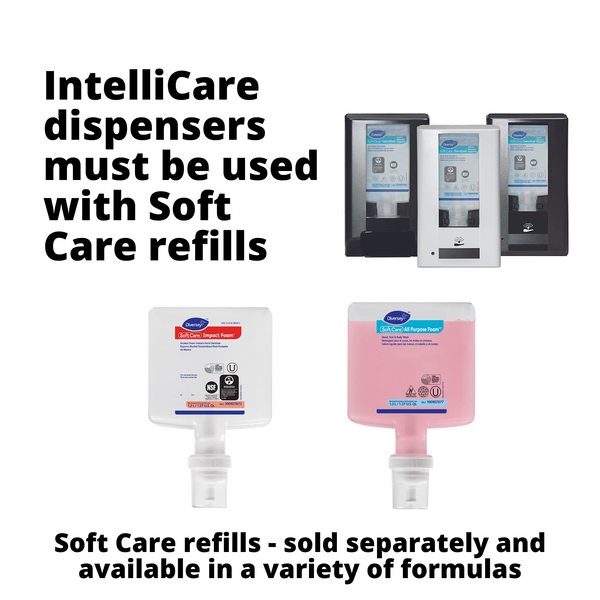 Diversey Intellicare Dispenser Ii, 1.3 L, 9.06 X 19.45 X 11.22, White, 6/Carton