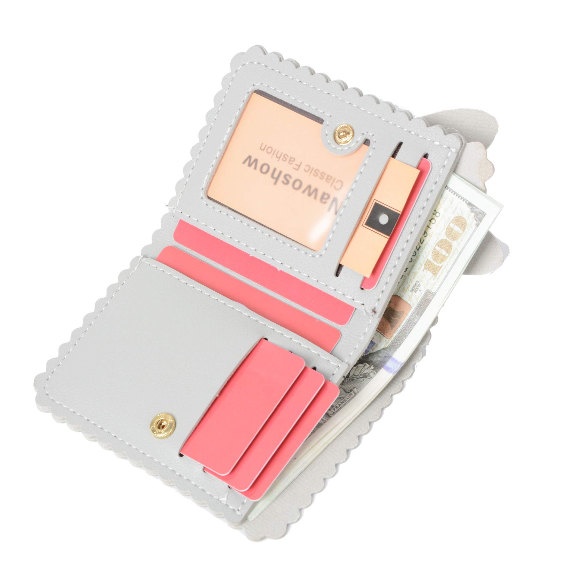 Nawoshow Women Wallet Rabbit Ear Bifold Wallet Card Holder Organizer Small Purse (Grey)