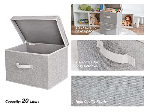 StorageWorks Decorative Storage Boxes, Storage Basket With Lid And Handles, Gray, Large, 2-Pack, 15 ¾" L x 10 ¼" W x 9 ¾" H