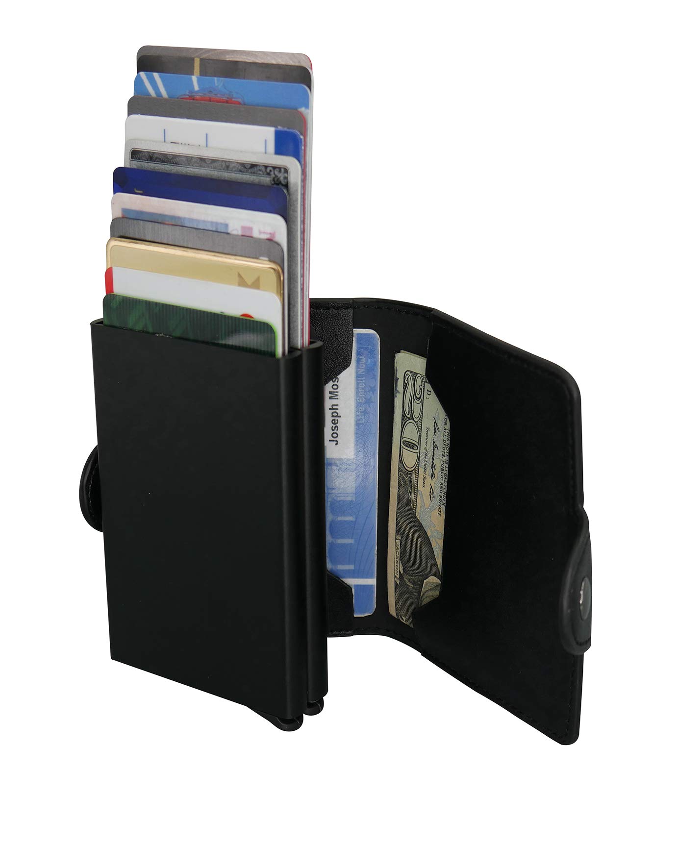 Quick Card Wallet : As Seen On TV Slim RFID Blocking Money Clip with Aluminum Automatic Pop-up Money Clip Wallet Automatic Pop-up Card Holder Case