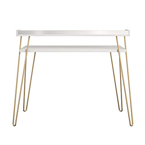 Haven Retro Riser, Desk, White with Gold Legs