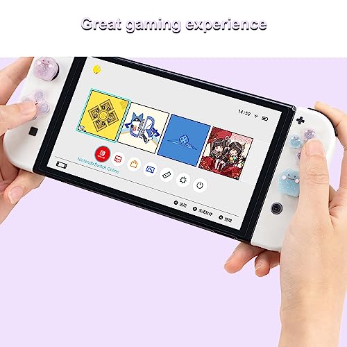 Jusy Cross D-Pad Button Caps Thumb Grips Set, Compatible with Nintendo Switch/OLED/Switch Lite, Cute 3D Soft Silicone ABXY Buttons Sticker Joystick Cover Caps, 132