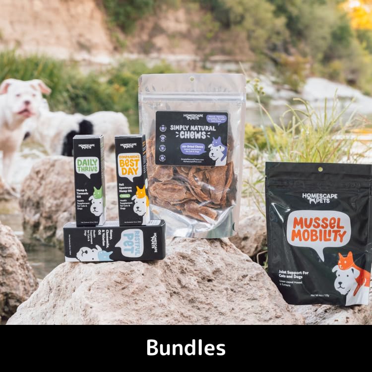 Homescape Pets Bundle Daily Thrive + RESTFUL PET: Improve Energy, Immune Health, and Aches + Help Reduce Anxiety and Stress - Supplements for Dogs and Cats