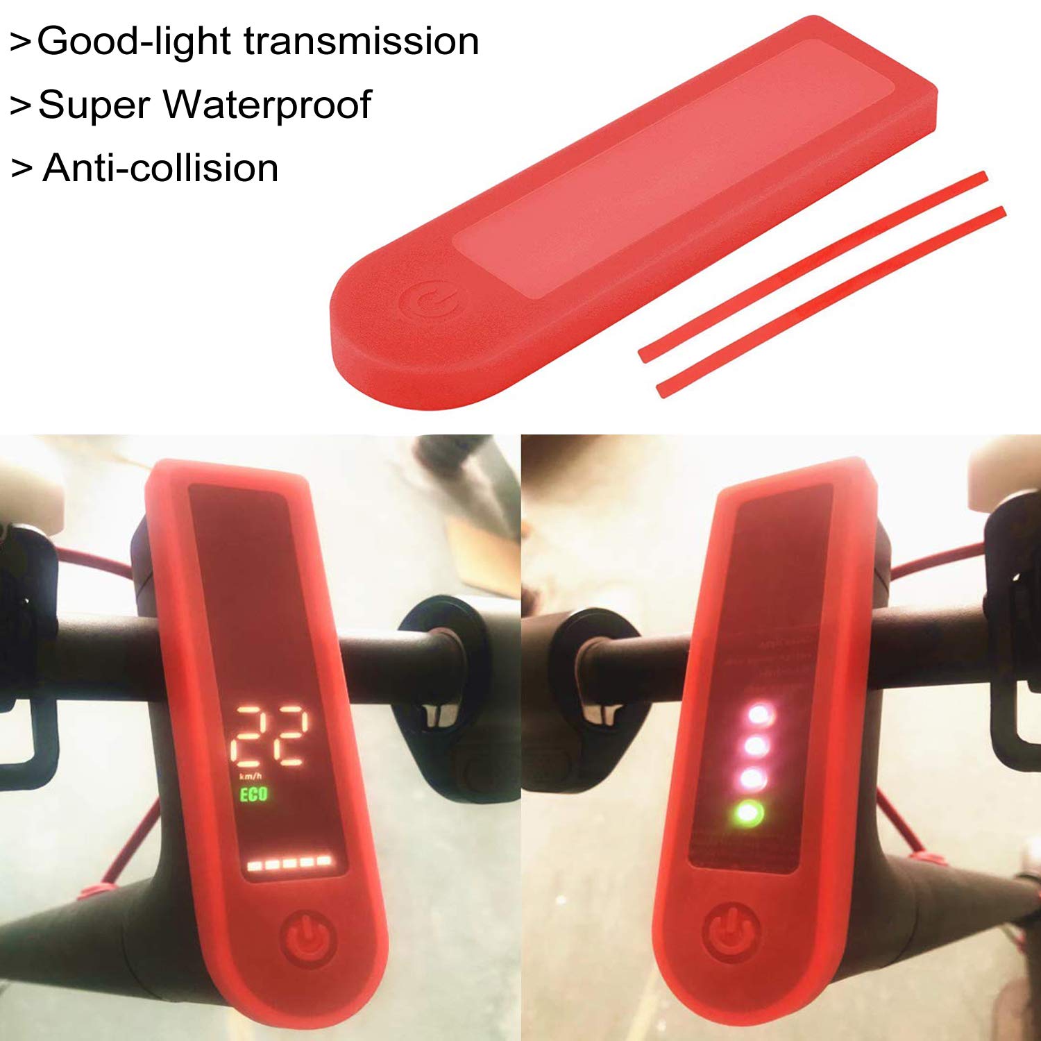 Chuancheng 4 Pack Silicone 3D Printed Protector Waterproof Accessory Kit for Xiaomi M365 / M365 Pro Electric Scooter Include 1 Dashboard Cover, 1 Anti-Collision Strip, 1 Line Pipe, 1 Hook Cover