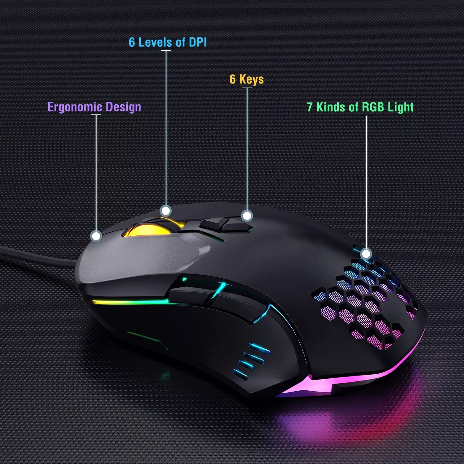 EXHNLE RGB Gaming Keyboard and Mouse Combo, 104 Keys Computer Keyboard and Gaming Mouse, with 104 Key Computer PC Gaming Keyboard for PC/Laptop