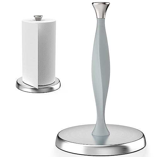 PARATO Paper Towel Holder Countertop, One-Handed Tear Paper Towel Holder Stand for Standard & Jumbo Rolls, Stainless Steel Paper Towel Holder with Anti-Slip Weighted Base for Kitchen Bathroom