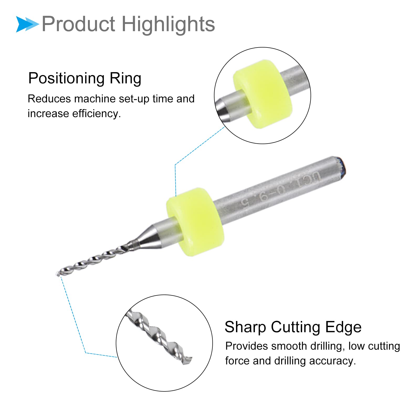 CoCud Micro PCB Drill Bits, 1/8" Shank 1mm Cutting Edge, Tungsten Carbide Print Circuit Board Drill Bit - (Applications: for CNC Drilling Engraving Machine), 10-Pieces