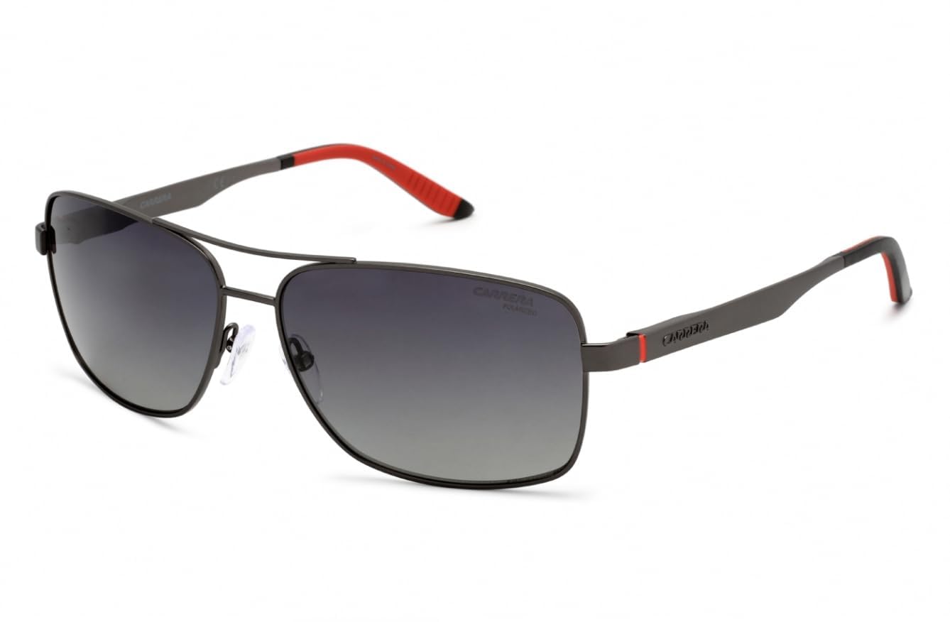 Carrera Men's 8014/S Rectangular Sunglasses, Dark Ruthenium/Polarized Gray, 61mm, 14mm