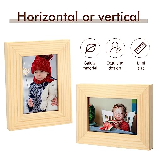 Kigley 6 Pcs 2.5 x 3.5 Inches Picture Frame Mini Rustic Picture Frames Wallet Size Wood Grain Table Desk Top Standing Fits Photo for Wall and Tabletop Picture Display