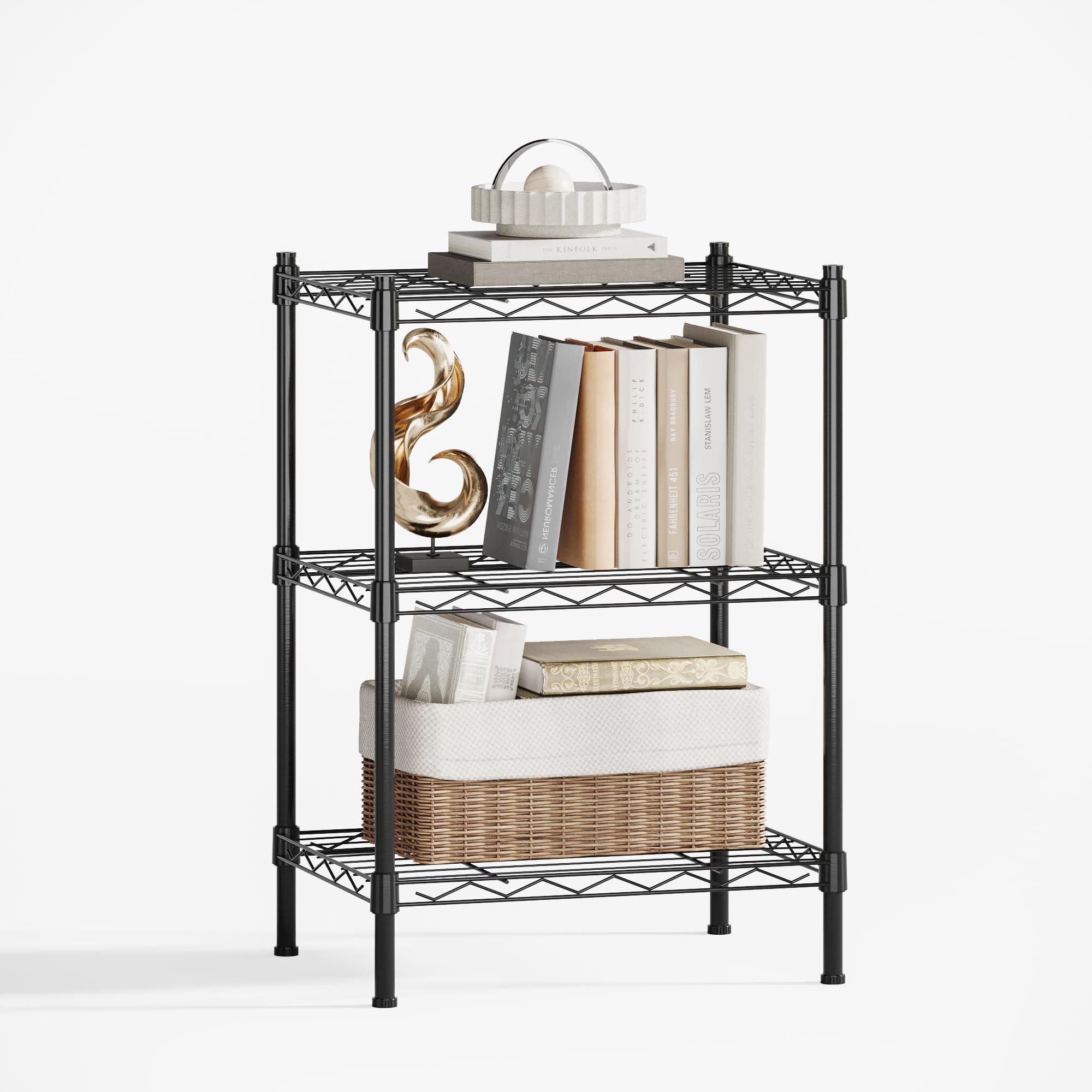 FUNWAY Adjustable 3 Tier Metal Storage Rack Heavy-Duty Wire Shelves, Durable Steel Kitchen Storage Rack, Shelf Organizer for Garage, Laundry, Pantry, and Small Spaces Quick Assembly, 330 lbs Capacity