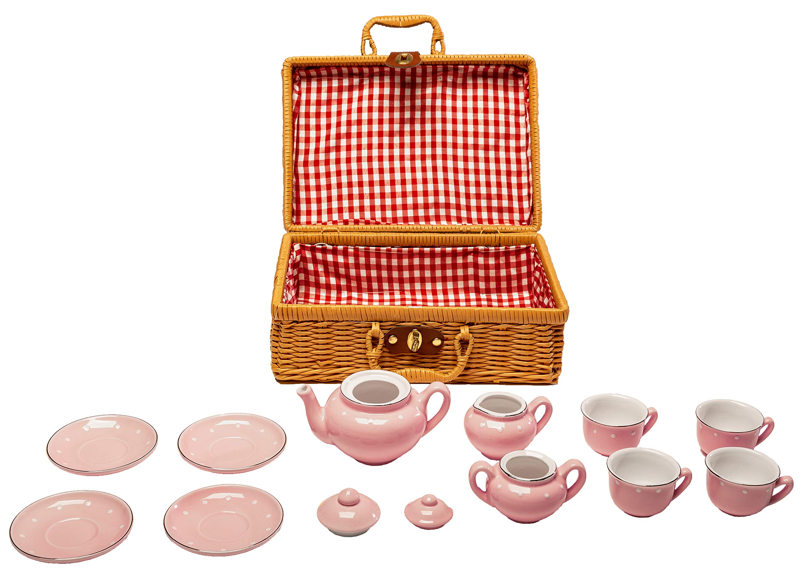 Children's Porcelain Play Tea Set - 13pcs, Light Pink