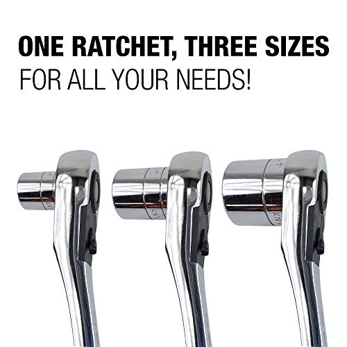 EZRED 3-in-1 Ratchet Set with 1/4, 3/8, 1/2-Inch Drive Heads with quick release and 72 teeth great for home DIY’ers and professionals