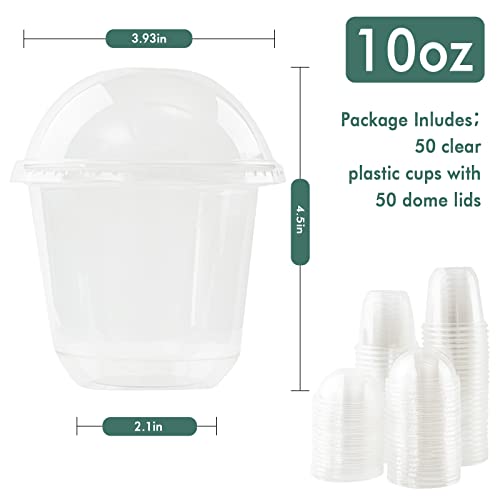 PartyMars [50 Set] 10oz Ice Cream Cups With Dome Lids - For Ice Cream Cups, Snack bowl, yogurt con granola and Take Away Food Container and Desserts