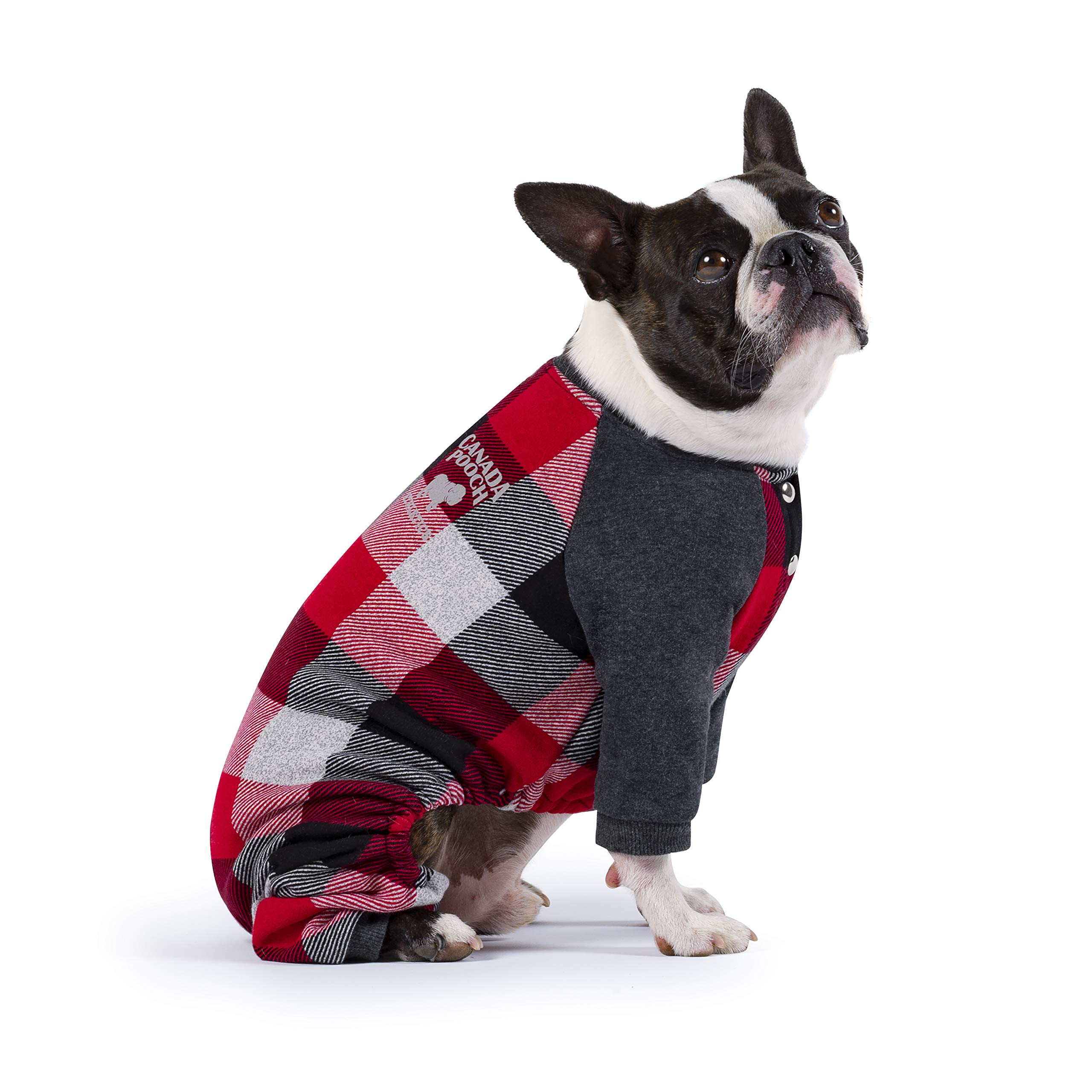Canada Pooch Frosty Fleece Dog Sweatsuit Plush-Lined Dog Onesie (20, Plaid), 20 (19-21" Back Length)